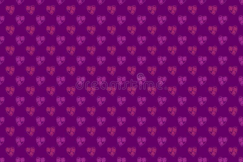 Pink Heart Doodle Wallpaper, Seamless Cute Pattern, Purple Background ...