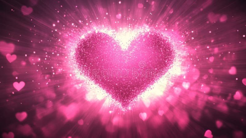 Pink Heart Exploding with Sparkling Lights and Hearts Stock ...