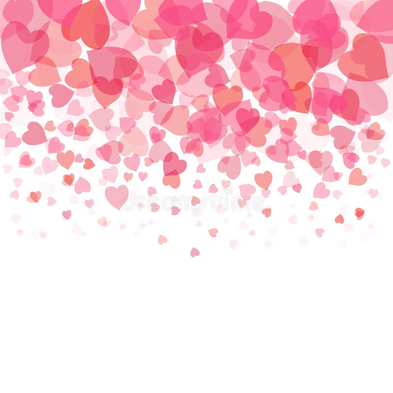 Pink Heart Fall on White Background Stock Illustration - Illustration ...
