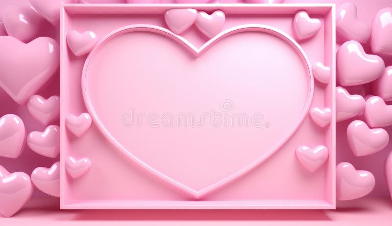 Pink Heart Frame on Pink Background Stock Image - Image of delicate ...