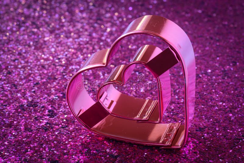 Pink Heart with Glitter Background Stock Photo - Image of decorated ...
