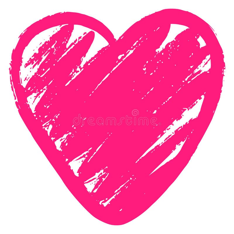 Pink Heart in Grunge Scribble Style. Love Sticker Stock Vector ...