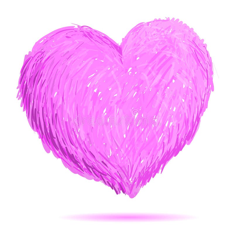 Pink Heart Illustration.Hand Drawn. Stock Vector - Illustration of ...