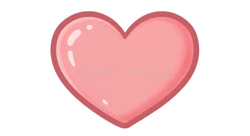 Pink Heart Illustration with Subtle Highlights and a Soft Outline Stock ...