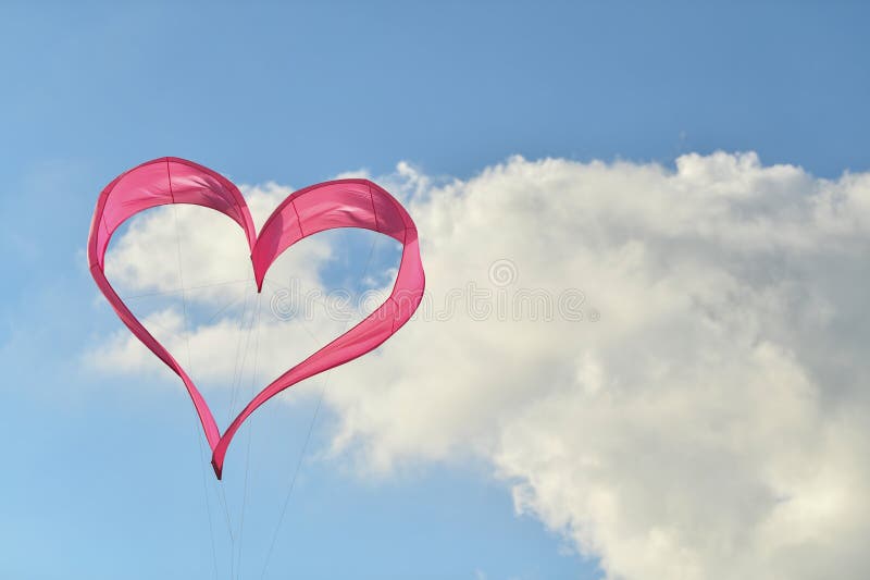 Pink Heart Kite is Flying in the Wind Stock Image - Image of flutter ...