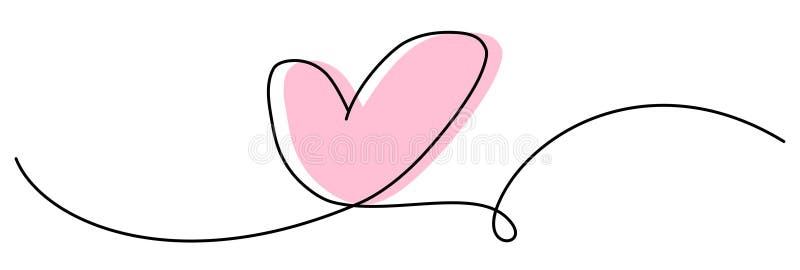 Pink Heart Line Illustration Stock Illustration - Illustration of chic ...