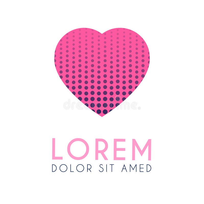 Pink Heart Logo with a Purple Halftone Stock Illustration ...