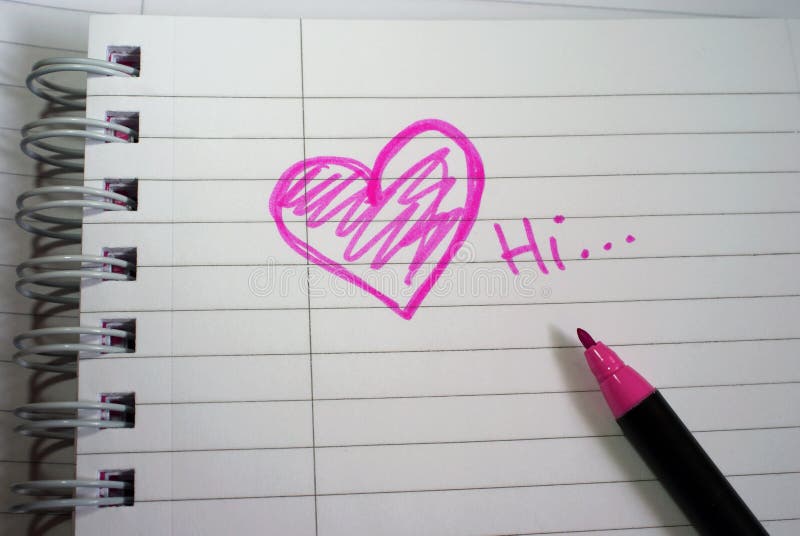 Pink Heart Love Note stock image. Image of grey, drawn - 19041471