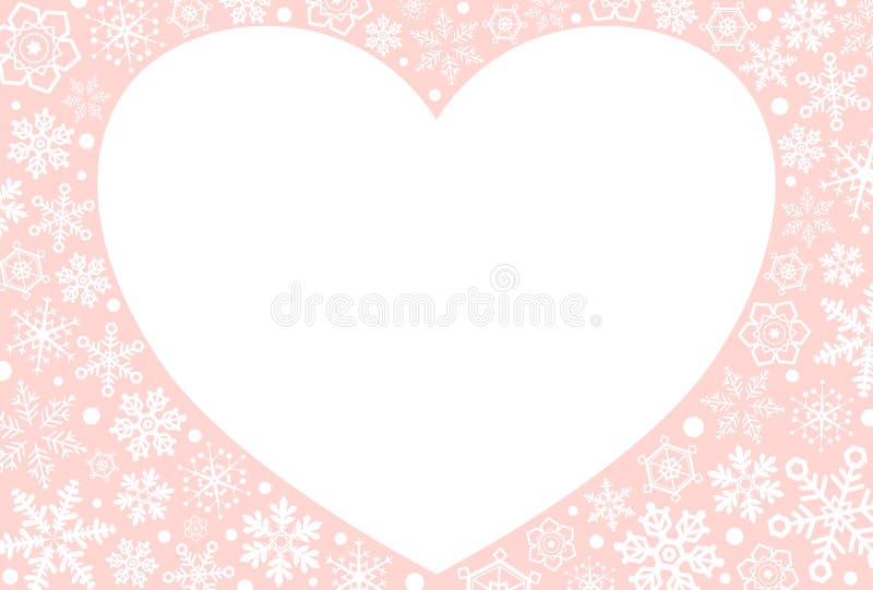 Pink Heart Message Card with Snowflakes Studded Around. Stock Vector ...