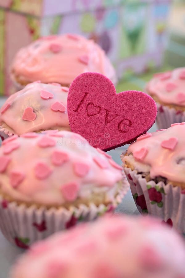 Pink Heart Muffins stock photo. Image of celebration - 17694672