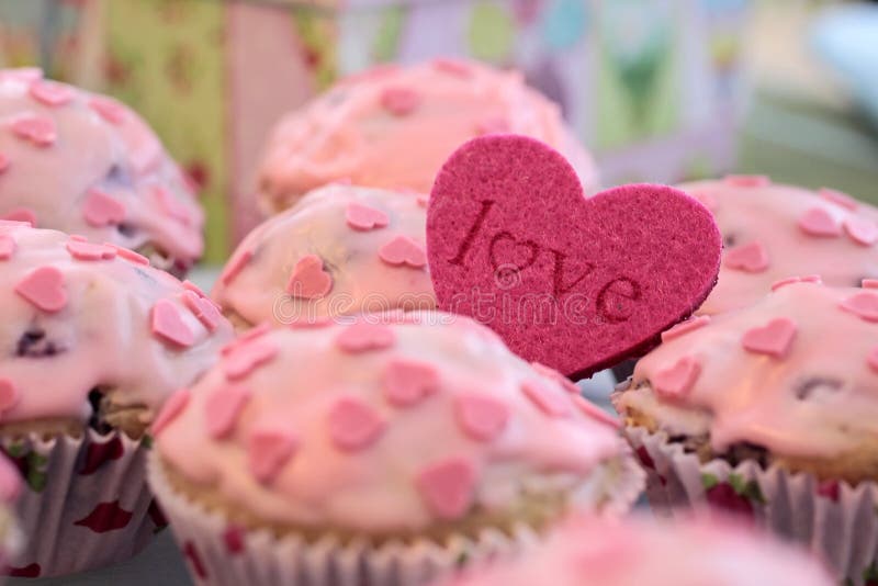 Pink Heart Muffins stock photo. Image of celebration - 17694672