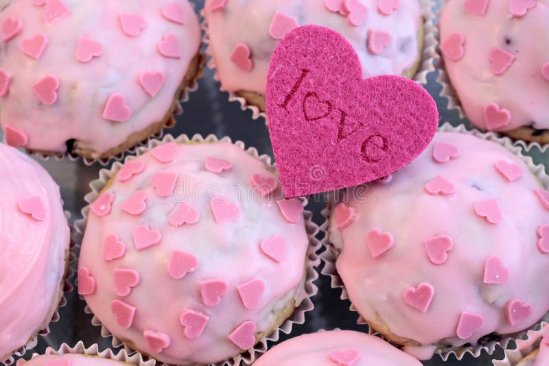 Pink Heart Muffins stock photo. Image of celebration - 17694672