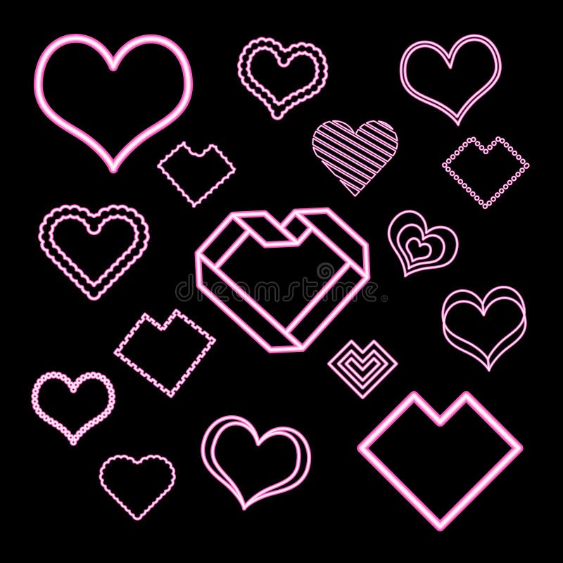 Heart Neon Sign, Heart Banner Light, Love Signboard. Vector Stock ...