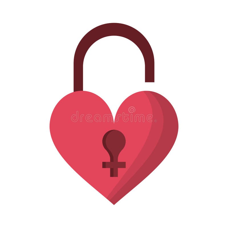 Pink Heart Padlock Female Sign Stock Vector - Illustration of romantic ...