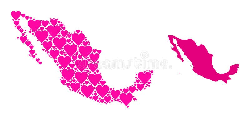 Pink Heart Pattern Map of Mexico Stock Vector - Illustration of ...