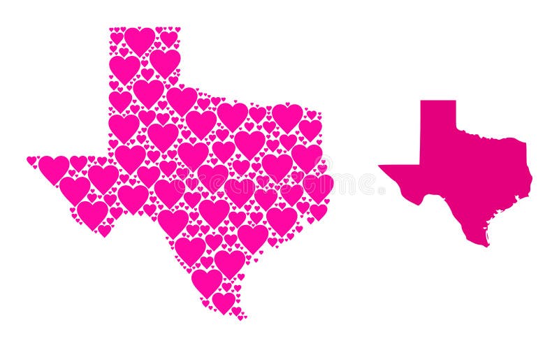 Pink Heart Pattern Map of Texas State Stock Illustration - Illustration ...