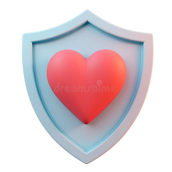 Pink Heart Protected by a Light Blue Shield Symbol Stock Illustration ...