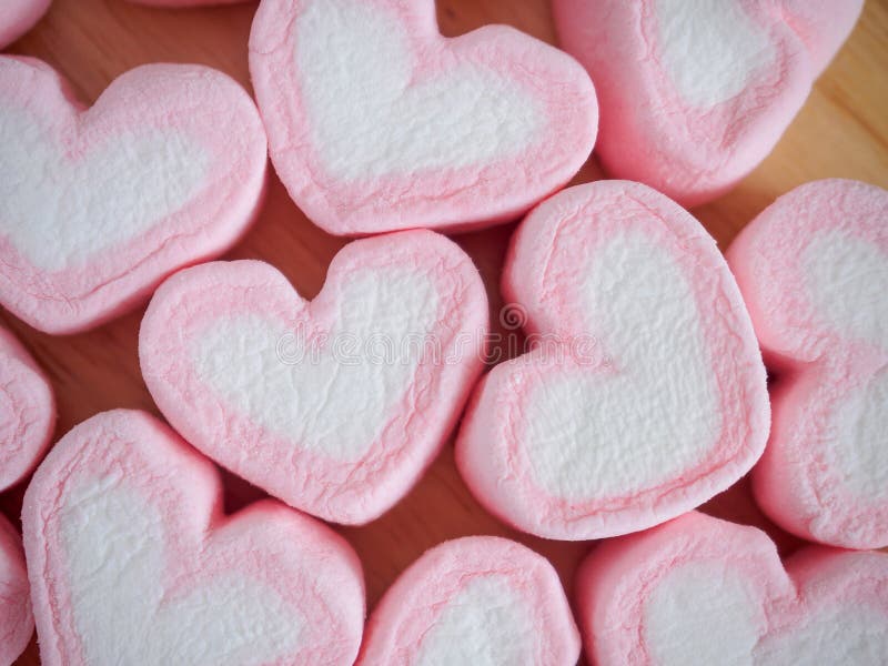 Pink Heart Shape Marshmallow for Valentines Background Stock Image ...