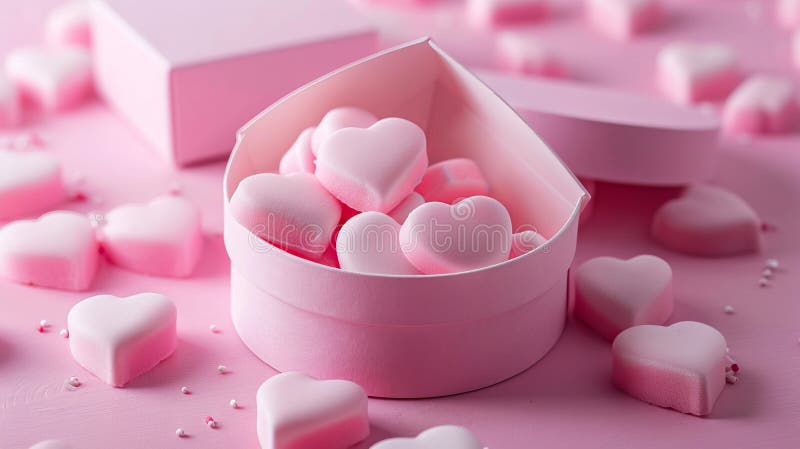 Pink Heart Shaped Candy in a Box Stock Image - Image of food, pink ...