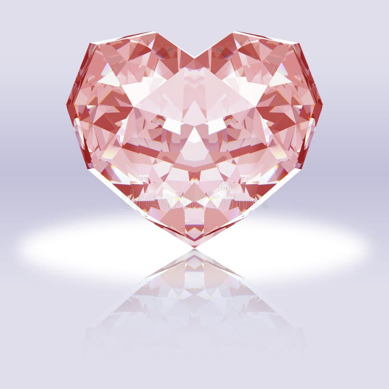 Pink Heart-shaped Diamond with Reflection. Stock Illustration ...