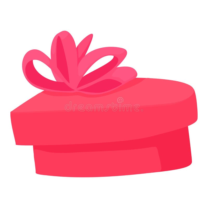 Pink Heart Shaped Gift Box with Ribbon Icon Stock Vector - Illustration ...