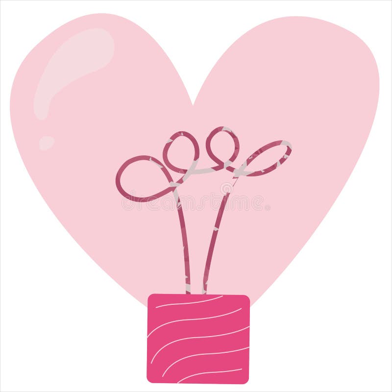 Pink Heart Shaped Light Bulb with Shiny Elements, Vector Stock Vector ...