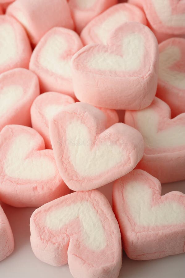 Pink Heart Shaped Marshmallows Stock Image - Image of sweet, textured ...
