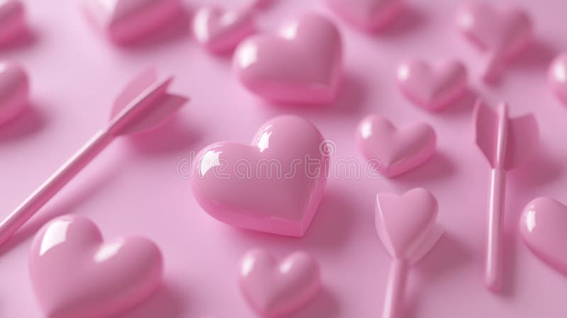 Pink Heart-shaped Objects with Arrows in Soft Pastel Design Stock Image ...