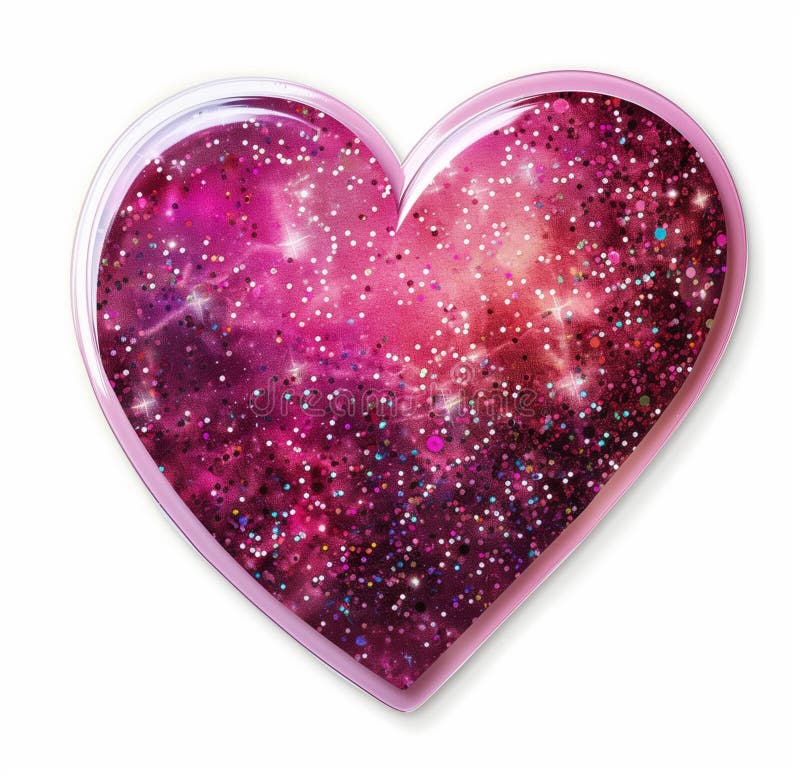 A Pink Heart-shaped Sticker with Glitter and Sparkle Effects, Featuring ...