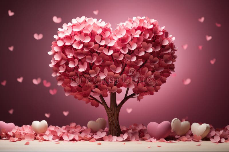 Pink heart shaped tree stock illustration. Illustration of beauty ...