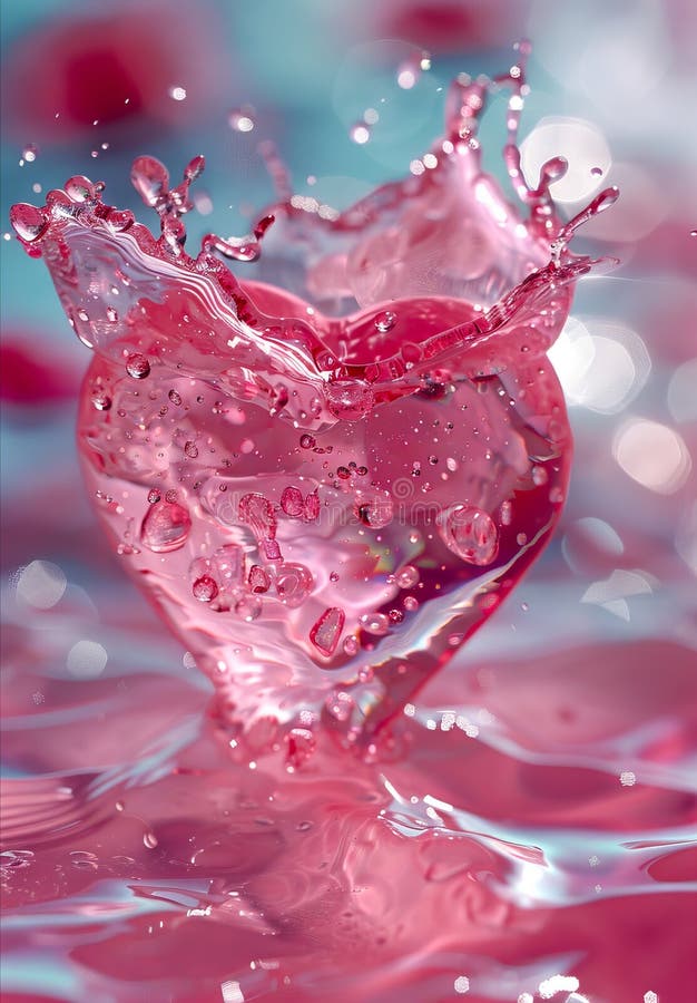 A Pink Heart is Splashed into the Water Stock Image - Image of heart ...