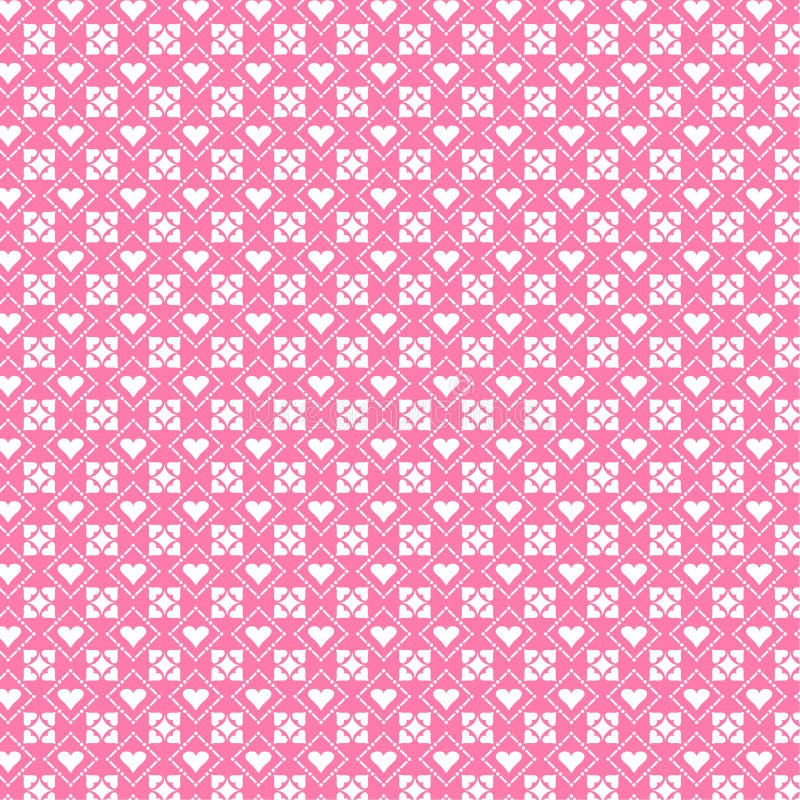 Pink Heart Square Grid Line Pattern Stock Vector - Illustration of ...