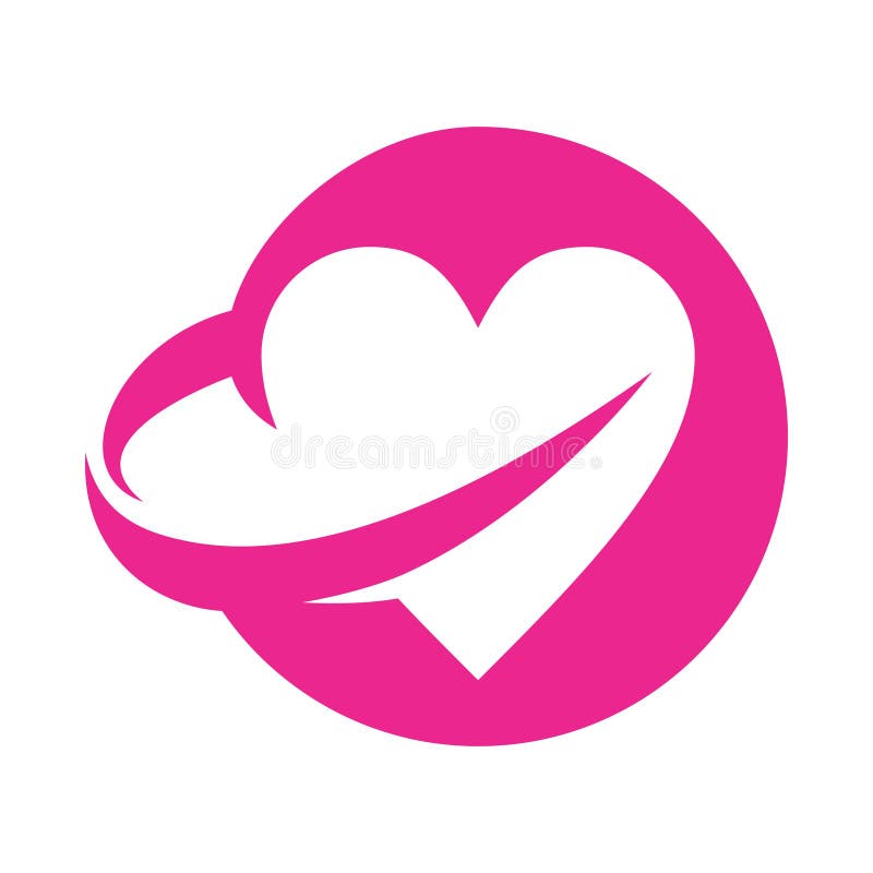 Pink Heart with Swoosh Icon Stock Vector - Illustration of heart, draw ...