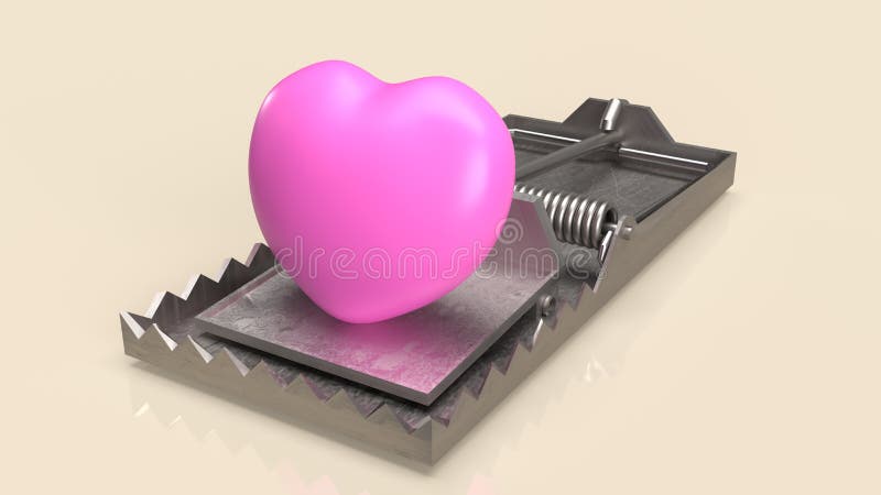 Pink Heart on Trap for Abstract Concept 3d Rendering Stock Illustration ...
