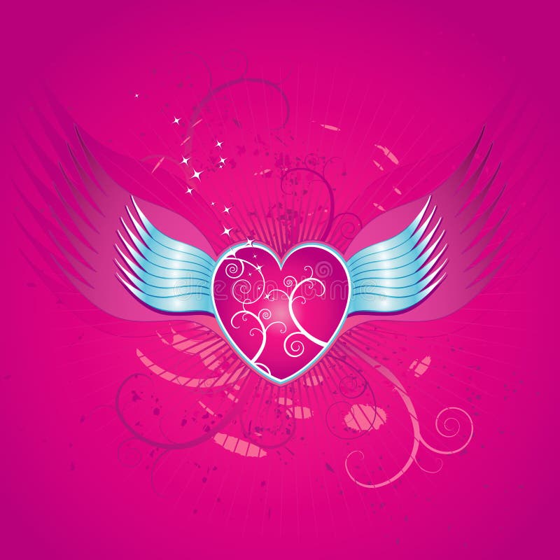 Pink Heart Wings Stock Illustrations – 6,001 Pink Heart Wings Stock ...