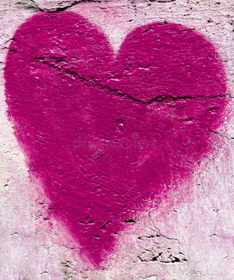 Pink heart on the wall stock photo. Image of paint, drawing - 70767104