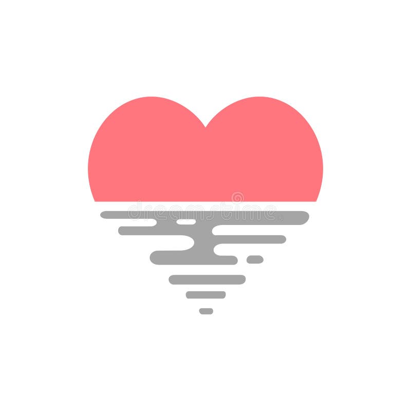 Pink Heart and Water Vector Icon Illustration Stock Illustration ...