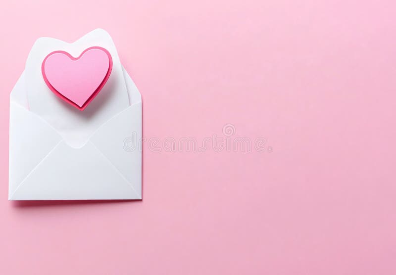Pink Heart on White Envelope Valentines Day High Quality Image Stock ...