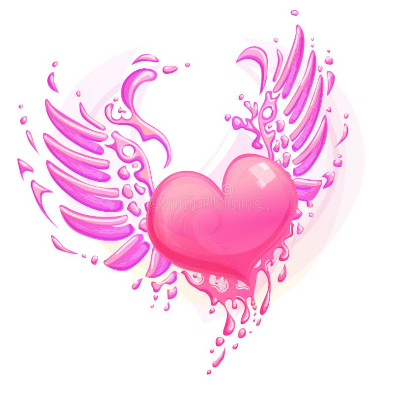 Pink heart with wings stock vector. Illustration of original - 23567744