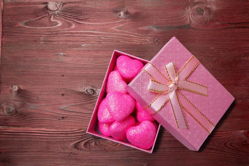 Pink hearts in box stock image. Image of heart, closeup - 84795135