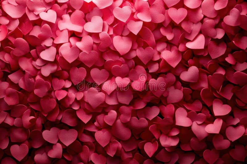 Pink Hearts Fill the Frame, Creating a Romantic Backdrop. Love and ...