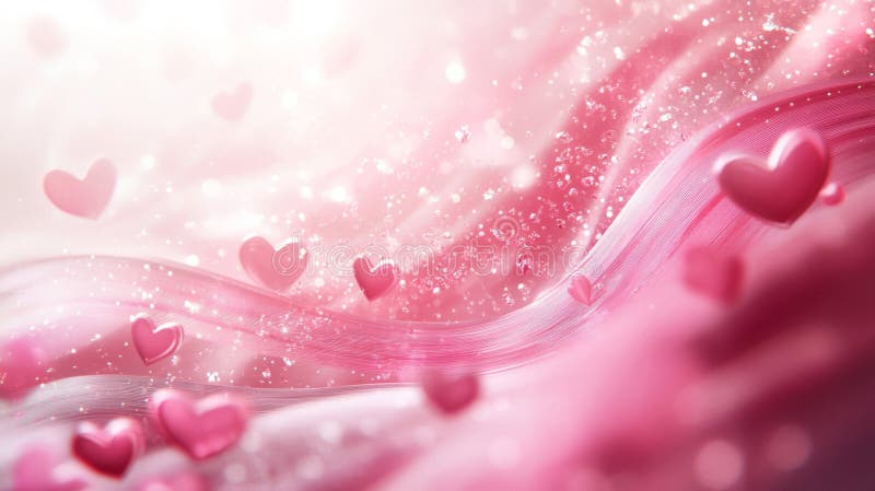Pink Hearts Floating on Soft Wavy Background Stock Illustration - Illustration of dreamy, wavy ...
