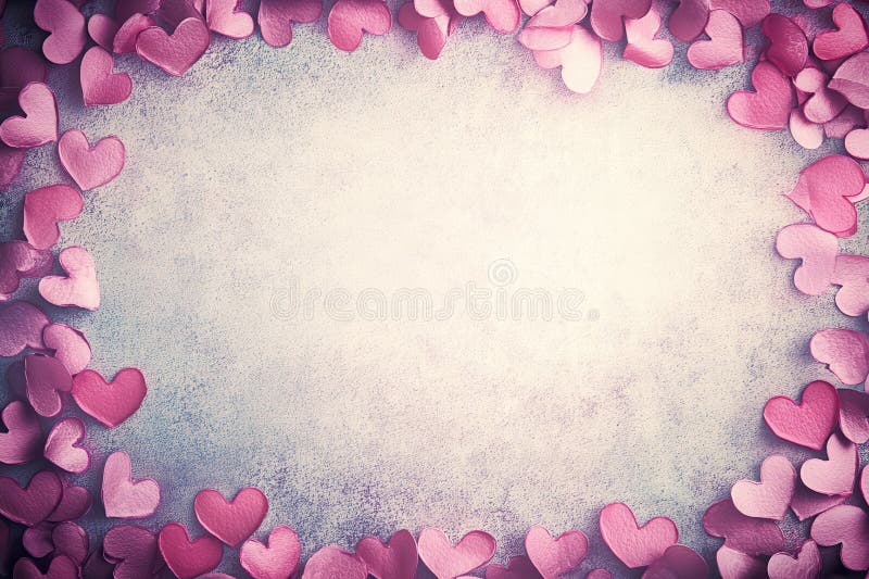 Pink Hearts Frame on a Textured White Background Stock Illustration ...