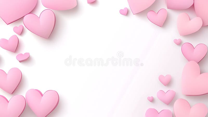 Pink Hearts Frame White Background Design Stock Image - Image of gentle ...