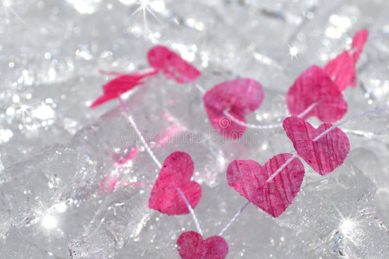 Pink hearts frozen in ice stock photo. Image of winter - 51303048