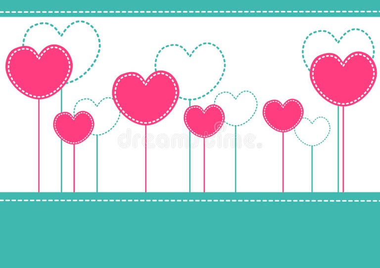 Pink Hearts Invitation Card Stock Illustration - Illustration of ...