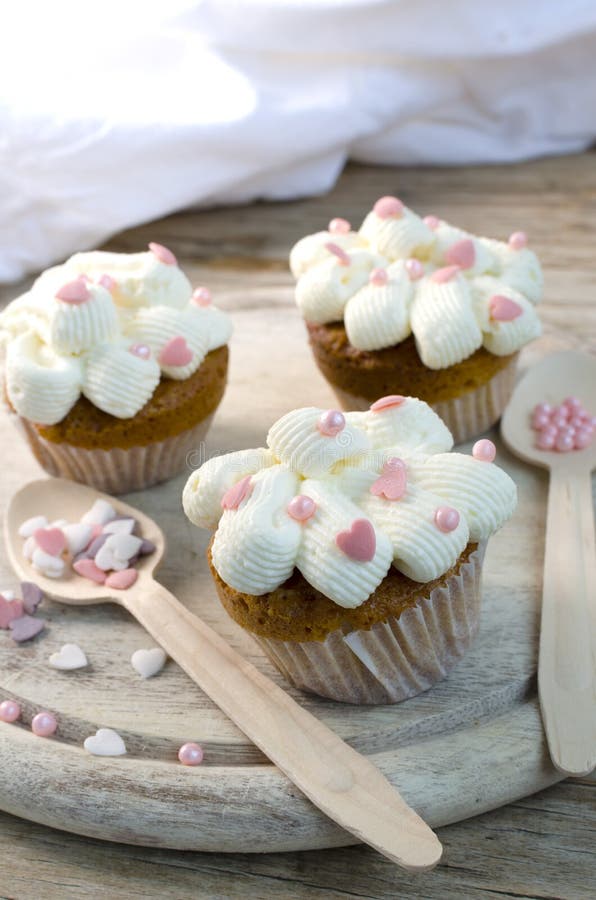 Pink Hearts Muffins stock photo. Image of pink, frosting - 28752742