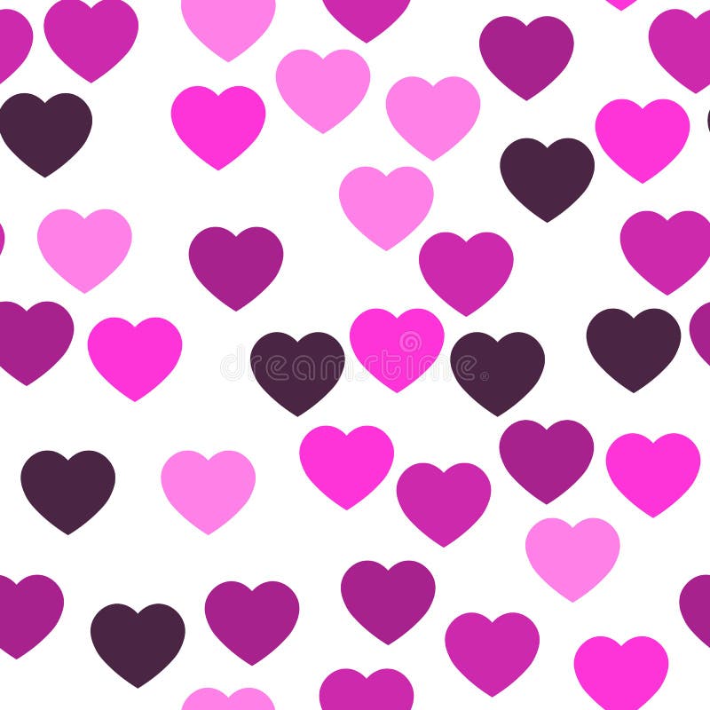 Pink Hearts Seamless Pattern. Random Scattered Hearts Background. Love ...