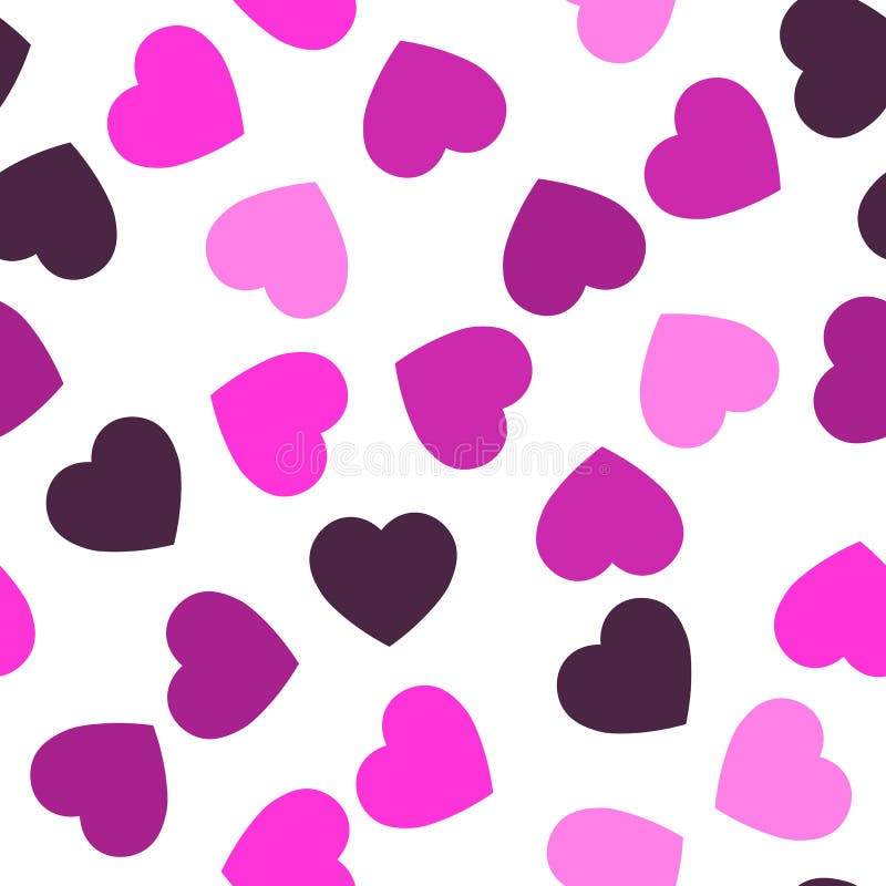 Pink Hearts Seamless Pattern. Random Scattered Hearts Background. Love ...