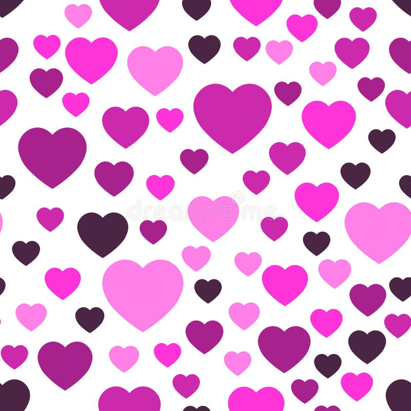 Pink Hearts Seamless Pattern. Random Scattered Hearts Background. Love ...